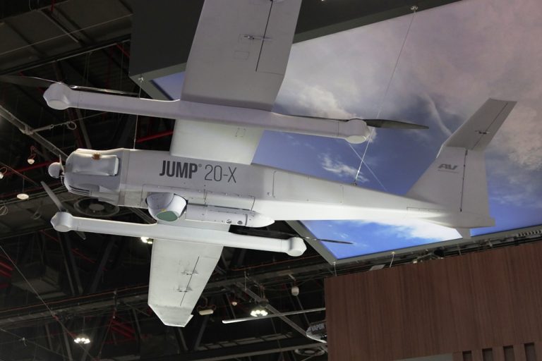 IDEX 2025 - First public appearance for AeroVironment Jump 20-X marinized VTOL UAV and first ...